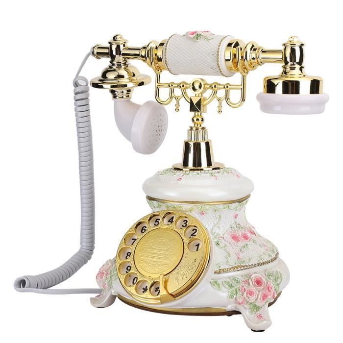 Akozon Téléphone vintage Cadran rotatif téléphones antiques rétro style ...