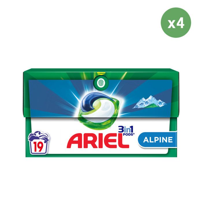 4x19 Pods Alpine, Lessive En Capsules Ariel - Cdiscount Electroménager