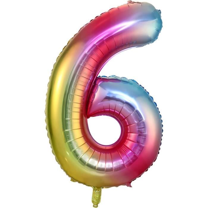 Ballon 6Ème Anniversaire Chiffre 6 Arc-En-Ciel Xxl Géant Ballon ...