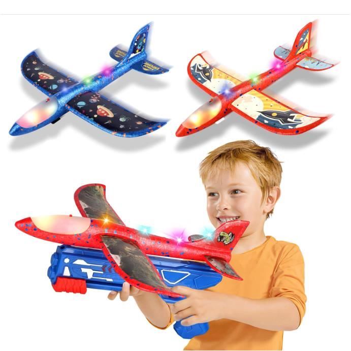 Avion Polystyrene Planeur Avec Pistolet Catapulte3pièces Avion Jouet Volant Enfant Led Maquette