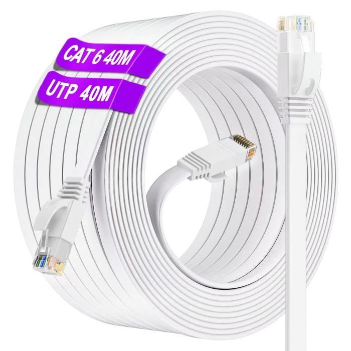 Cable Ethernet 40m, Cat 6 Câble RJ45 40m Câble Réseau Plat, Câble ...