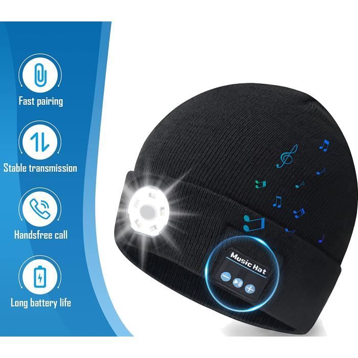 Bonnet Bluetooth - USB Rechargeable - LED Intégrée - Mixte - Automne ...