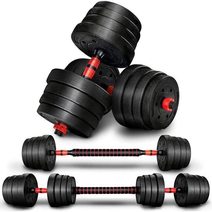 RE:SPORT Lot d'haltères 2 en 1 de 15 à 30 kg - Ensemble d'haltères ...