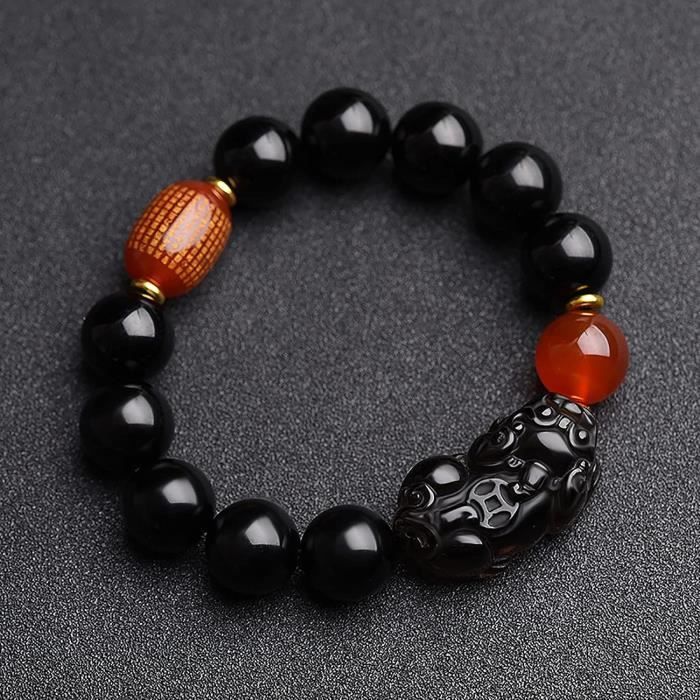 Feng Shui Black Obsidian Pi Yao-Pixiu Wealth Bracelet Authentique ...