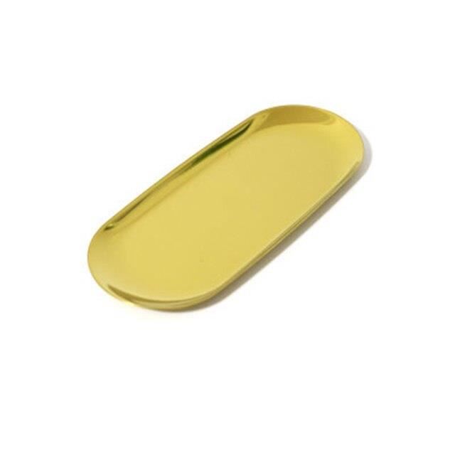 PLATEAU,L-Gold--Plateau de rangement rond, plaque en acier inoxydable ...