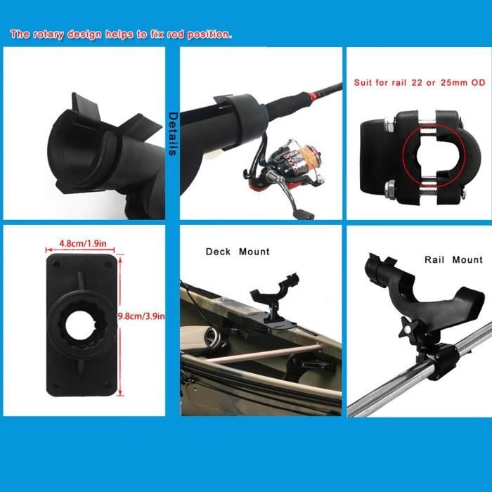 Zerodis Support de canne à pêche pour bateau Support de canne à pêche ...