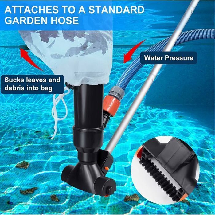 Aspirateur piscine portable avec 5 sections pour maison bassin ...