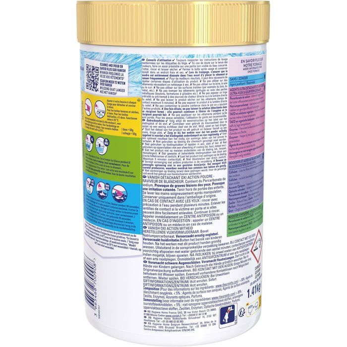 Détachant Oxi Action Blanc Poudre efficace dès 20° Pot de 1,41 Kg ...