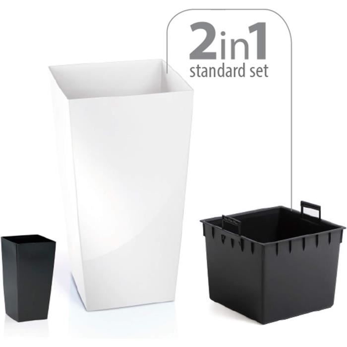 Prosperplast Lot De 3 Pots Hauts (11,4-19-35 Litres) Urbi Square En ...
