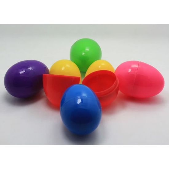 Boule'ouverture en plastique 5.5x8cm, œuf de pâques coloré, boule creuse, jouet, boule de jeu ...