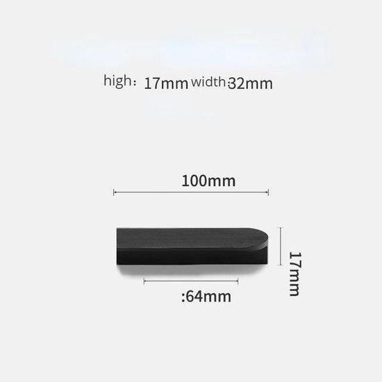 Demi-noir-100 mm - Poignées de porte et tiroirs en alliage'aluminium ...