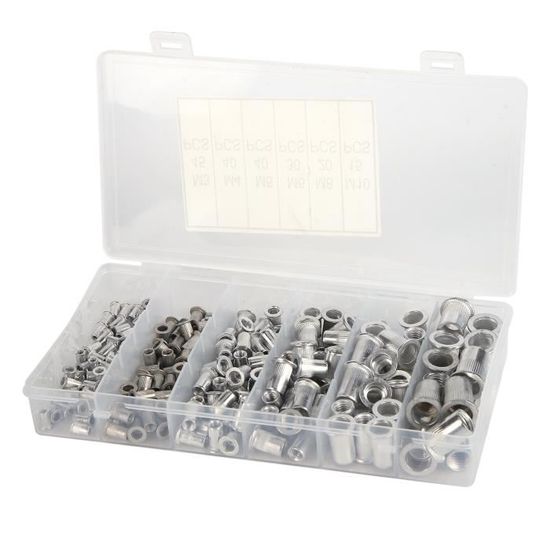 Duokon Insert d'écrou à rivet fileté en aluminium 190 pièces d'écrous à ...