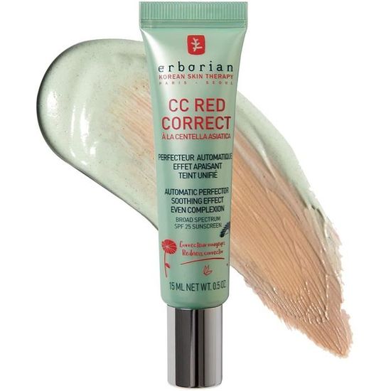 Fond de teint - Erborian - CC Red Correct - Centella Asiatica - SPF 25 ...