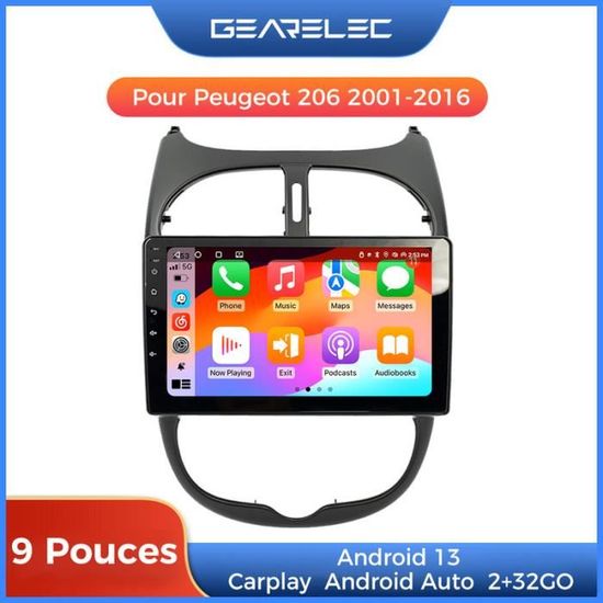 Autoradio GEARELEC 9 Pouces Android pour Peugeot 206 2001-2016 ...