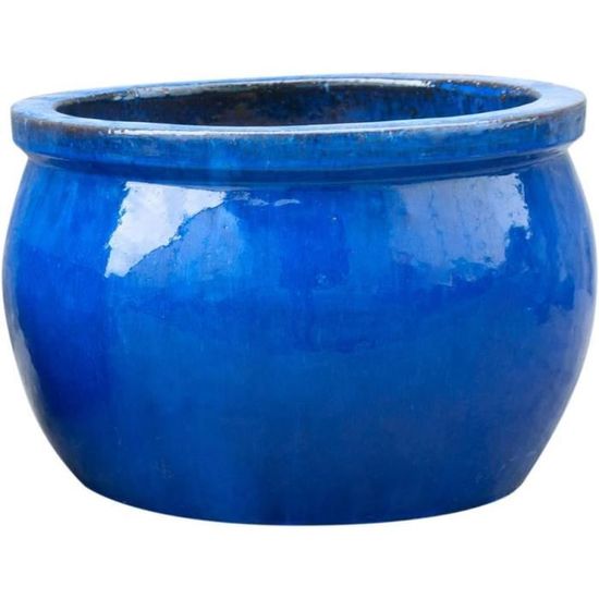 Prosperplast Pot De Fleurs En Grès Avec Revêtement Brillant Bleu 40 Cm ...