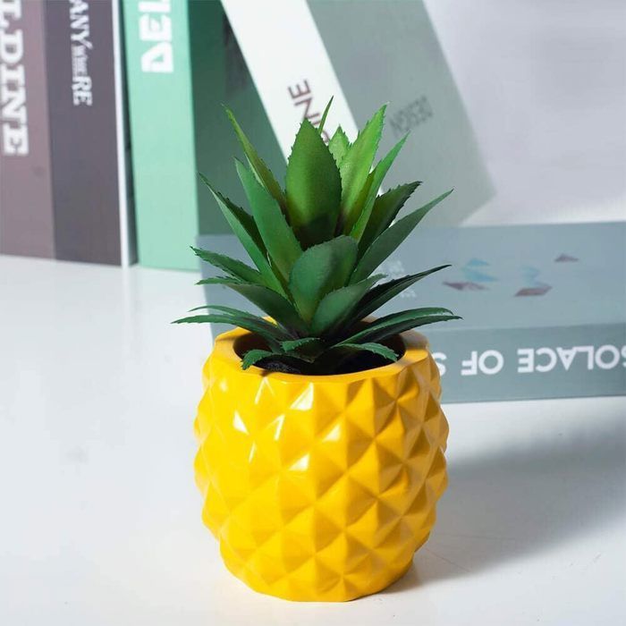 17*8cm Plante de simulation jaune, Plante d'ananas en résine Pot de ...