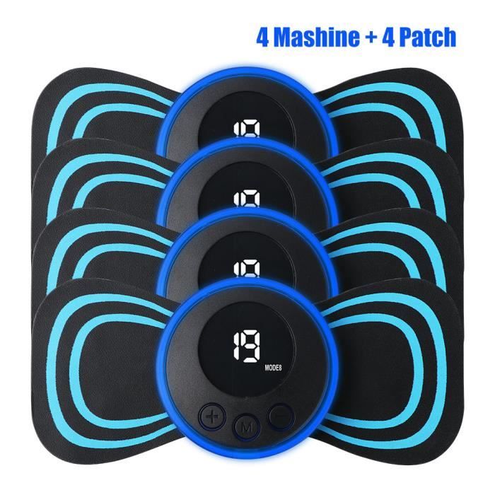 4 ensemble-Masseur électrique pour le cou et le dos, 8 modes, Rechargeable, EMS, Patch de ...