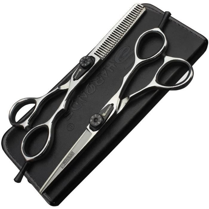 Ciseaux de coupe laser 5.5 ciseaux de cheveux pouces de coiffeur professionnel 440C japonais et ...