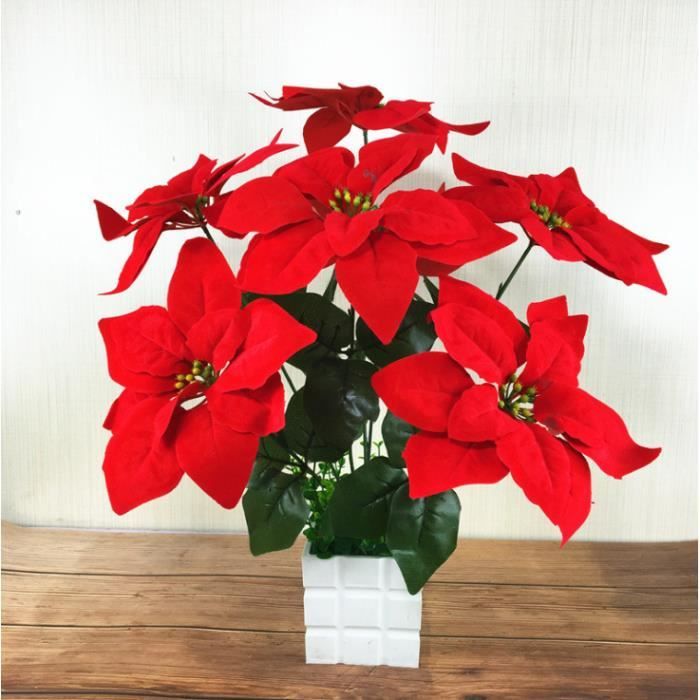 Fleur de Noël Poinsettia Plante Poinsettia Bouquet Décoratif Flanelle ...