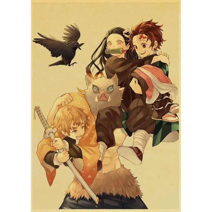 DKJ-10815 Affiche vintage mural démon Slayer anime Poster Kraft Kimetsu ...