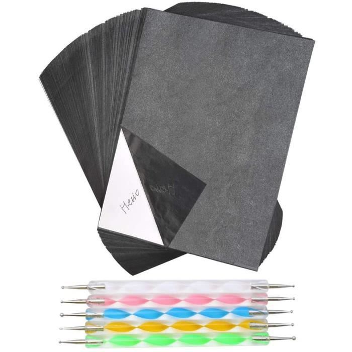 100 Feuilles Carbone Papier Noir Papier de Transfert de Carbone ...