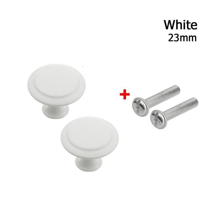 23 mm-blanc - 2 boutons de meuble ronds-lot, poignée de traction de ...