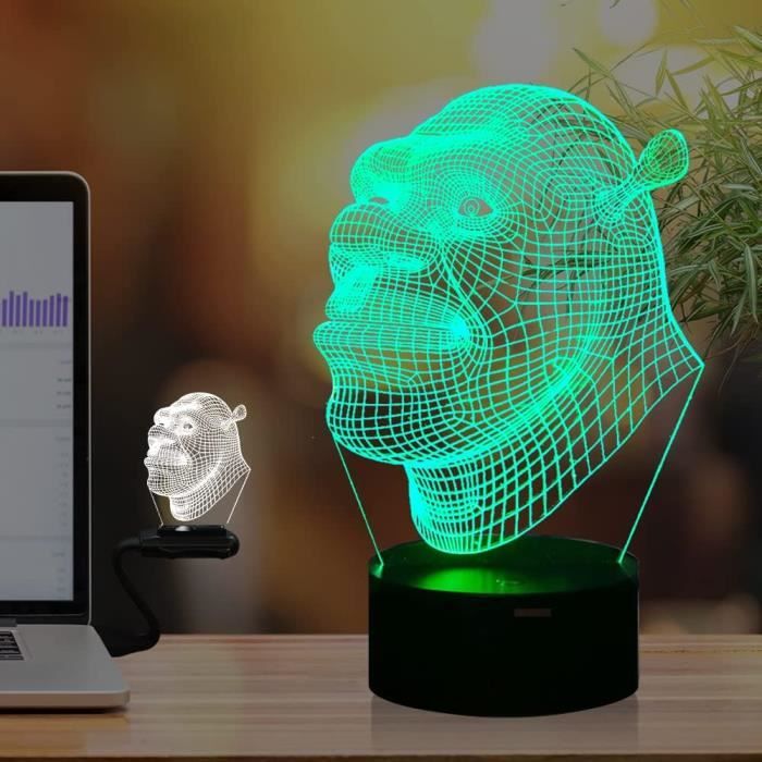 Caricature Shrek Visuel Led 3D Veilleuses Pour Enfants Usb Lampe De ...
