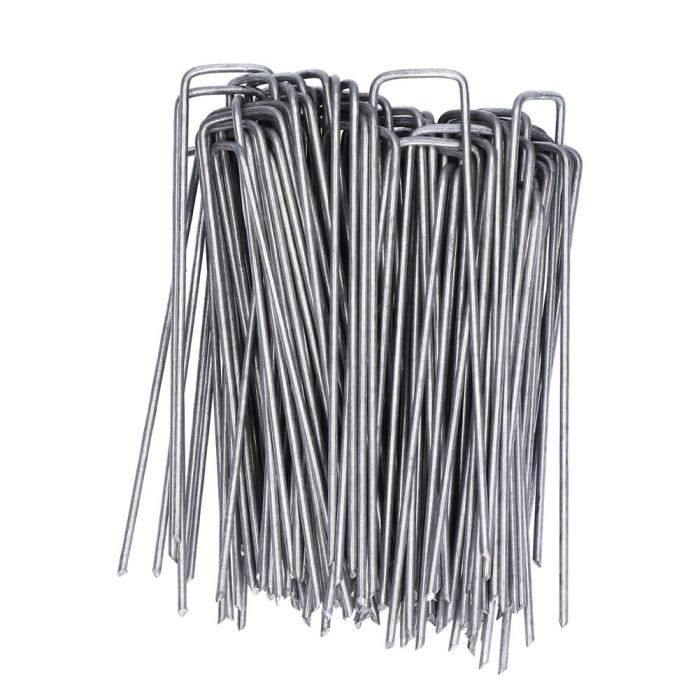 Cikonielf agrafe de paysage Agrafe au sol de goupille de gazon en forme de U de goupilles de ...