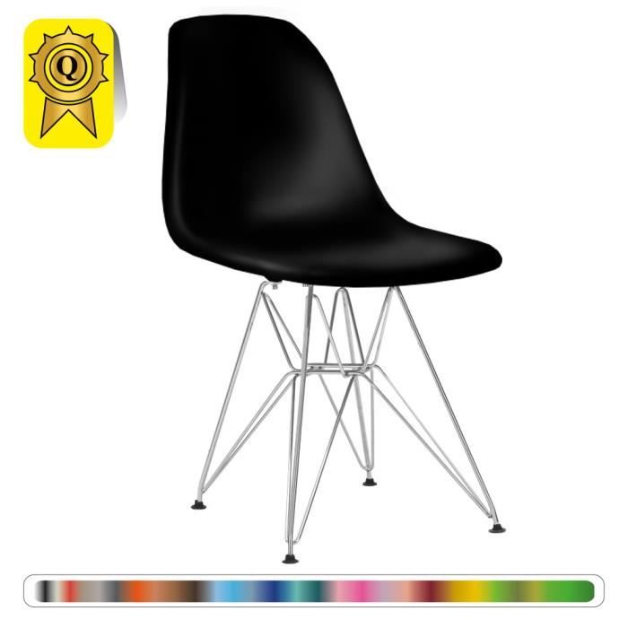 1 x Chaise Design Inspiration Eiffel Noir pieds Acier Inox Chrome ...