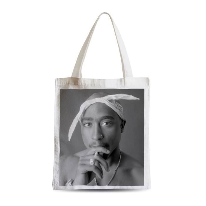 Grand Sac Shopping Plage Etudiant Tupac Shakur Portrait Bandana Rapper ...