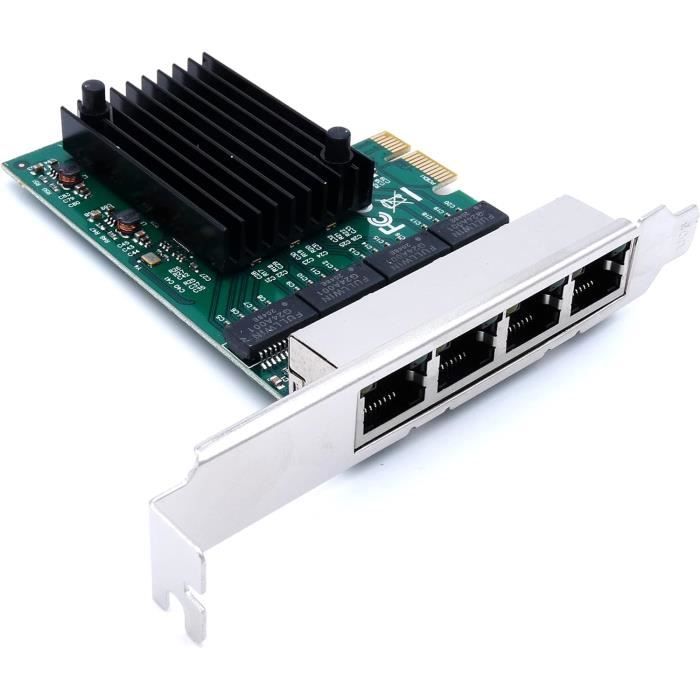 Carte Réseau 4 Ports Ethernet RJ45 Gigabit LAN PCI Express X1 PCI-E ...