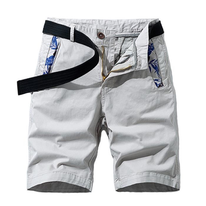 Short Homme 100% Coton Short Cargo Couleur Unie Décontracté Confortable ...