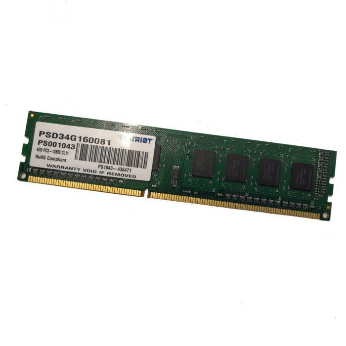 4Go RAM DDR3 PC3-12800U Patriot PSD34G160081 DIMM PC Bureau - Cdiscount ...
