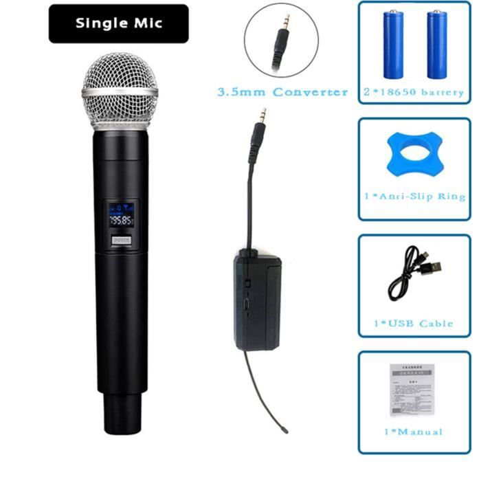 Microphone professionnel sans fil UHF,système de réception et d ...