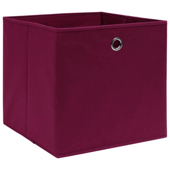Boîtes de rangement 10 pcs Rouge foncé 32x32x32 cm Tissu - SALALIS ...