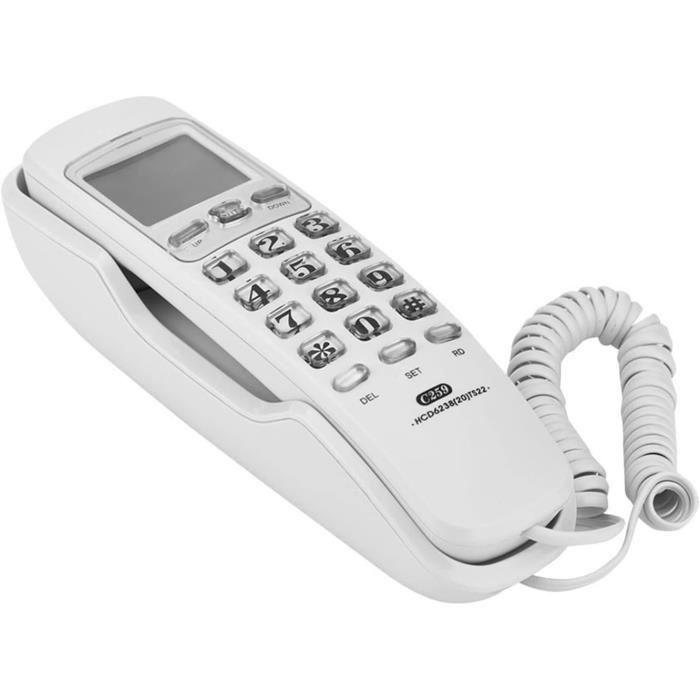 Vbstlife Téléphone Fixe Filaire Avec Haut-Parleur, Téléphone Mural Avec Affichage Id De L ...
