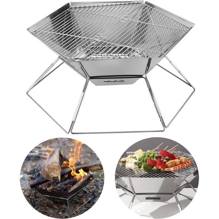 Brasero portable Fire Pit avec grille de cuisson en acier inoxydable ...