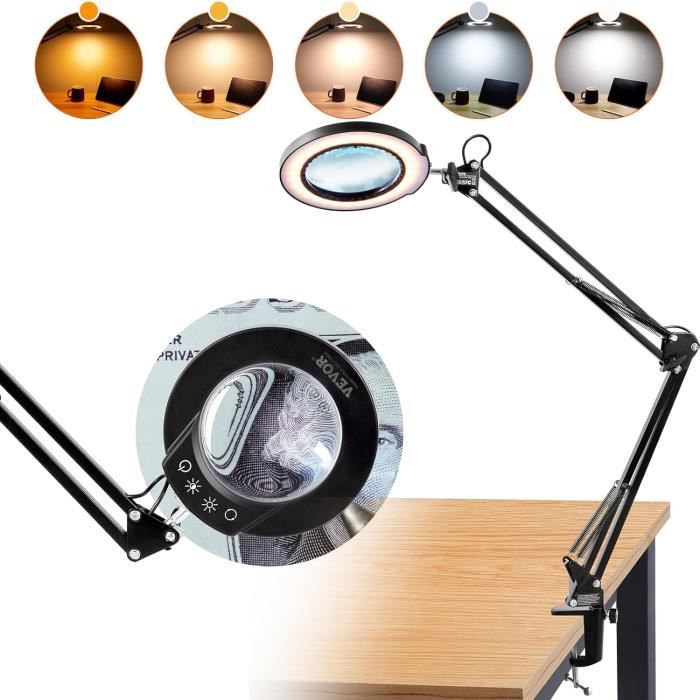 VEVOR Lampe Loupe 5X 64 LED en 5 Couleurs et 5 Lnosités Réglables Loupe de Lecture avec ...