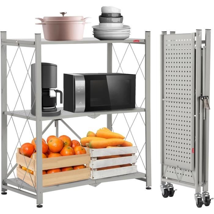 Pliable Etagere Rangement À 3 Niveaux, 71 X 36 X 87Cm Desserte À ...