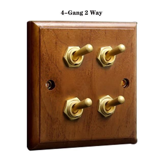 Interrupteur mural,4-Gang 2 Way Switch--Panneau En Noyer Noir De Type ...