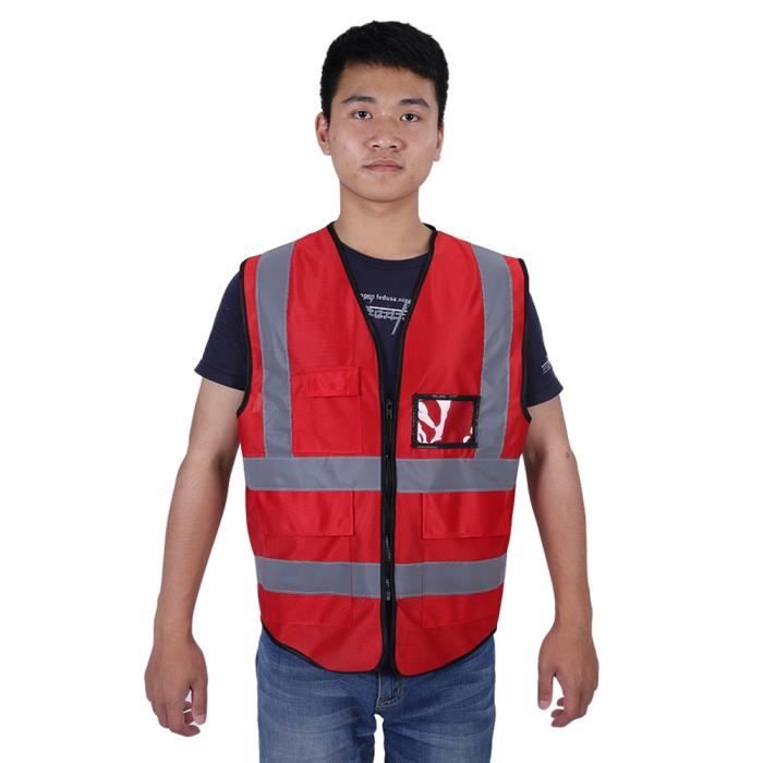 ZJCHAO gilet réfléchissant de sécurité (rouge) Gilet Réfléchissant ...