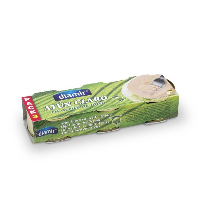 Diamir - Lot 3x Thon clair à l'huile d'olive - pack 3x80g - Etui 240g ...