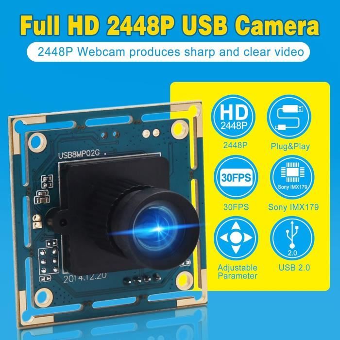 Webcam 8Mp Module Usb Avec Fov 75 Degrés Pas De Distorsion, Imx179 Usb ...