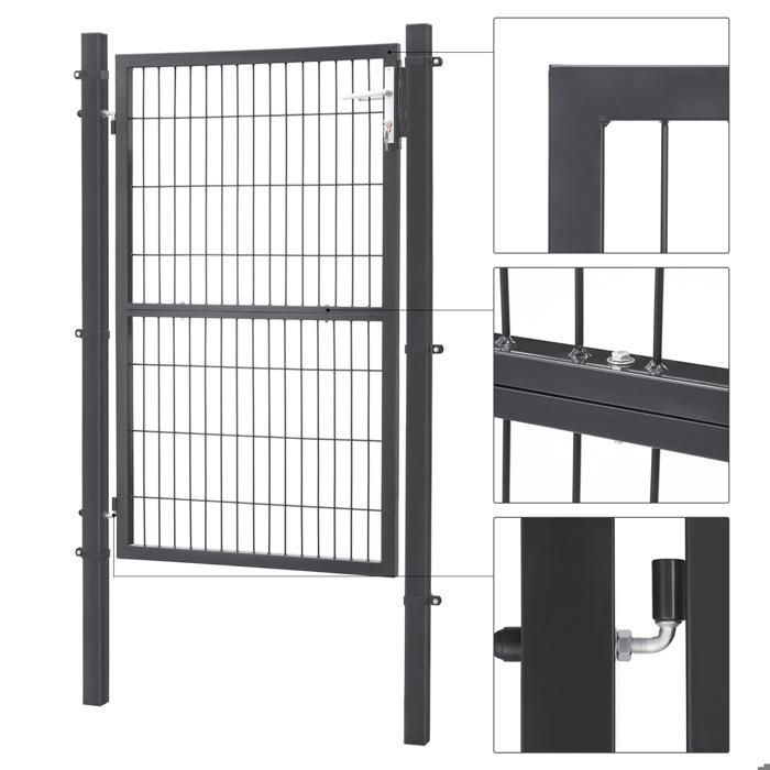 SONGMICS Portillon en fer galvanisé - 106 x 200 cm (L x H) - Portail de ...