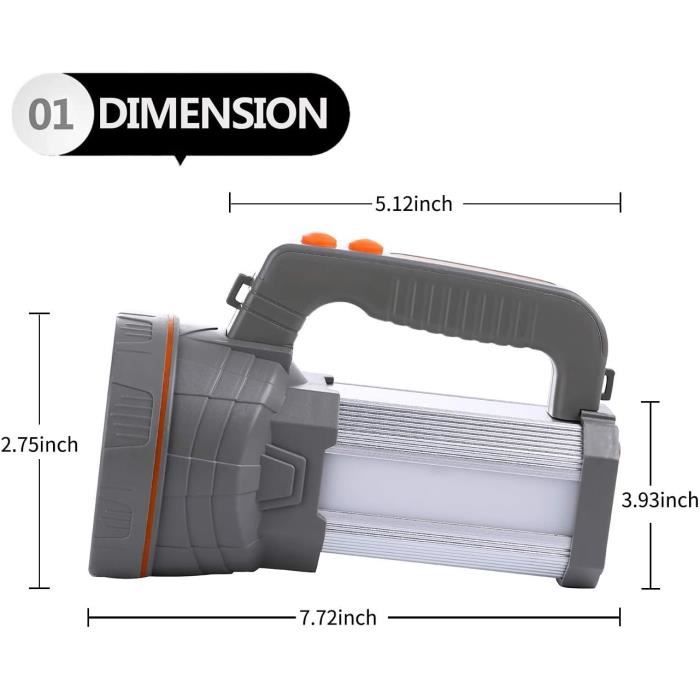 Lampe Torche Led Rechargeable Portable Ultra Lumineuse 9000 Mah 7000 ...