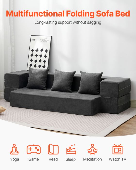 Canapé-lit Pliant-VEVOR-3 en 1-Fauteuil-lit Convertible Pliable, 3 ...