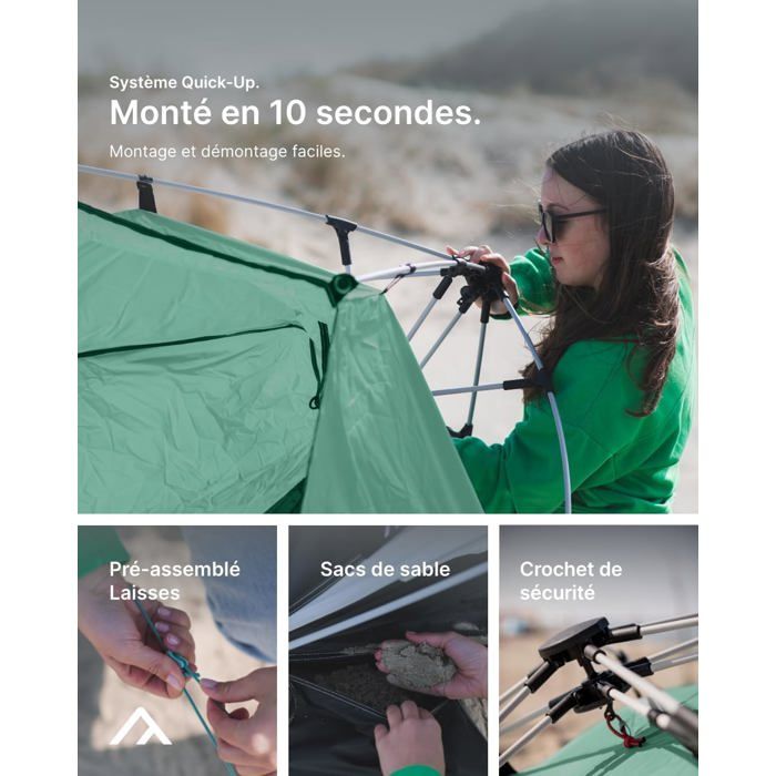 Qeedo Quick Bay Pro Tente de Plage familiale (Quick-Up-System), avec ...