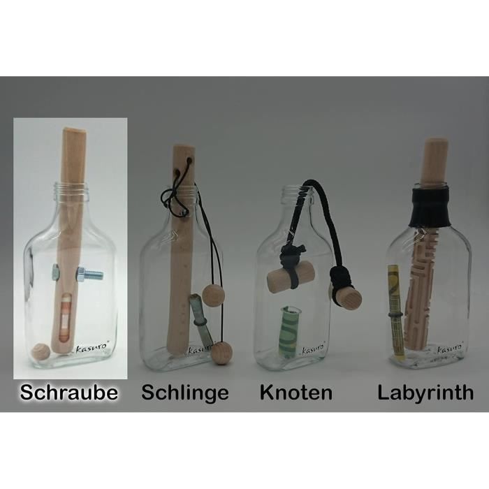 Kasuro Coffre-fort à énigme bouteille et vis bouteille cadeau emballage ...