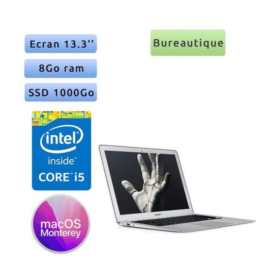Apple MacBook Air 2017 A1466 (EMC 3178) i5 8Go 1To SSD - 13.3 - macbookair7,2 - Ordinateur ...