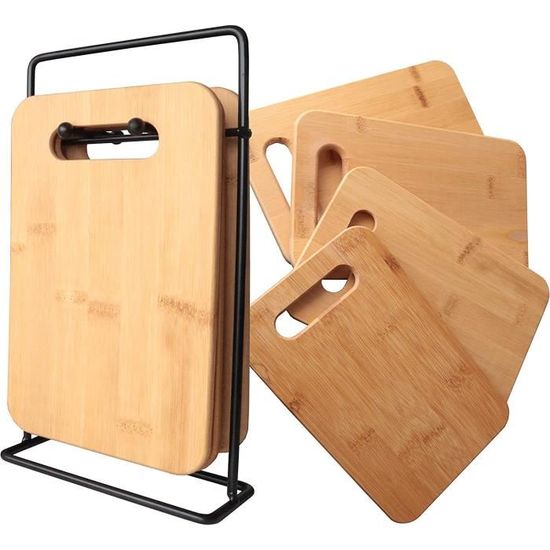 Planche à découper en bois avec support (pack 4). Planche à découper ...